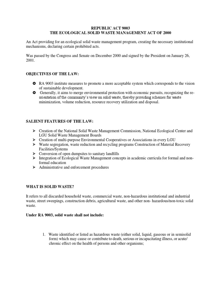 republic act 9003 - philippin news collections