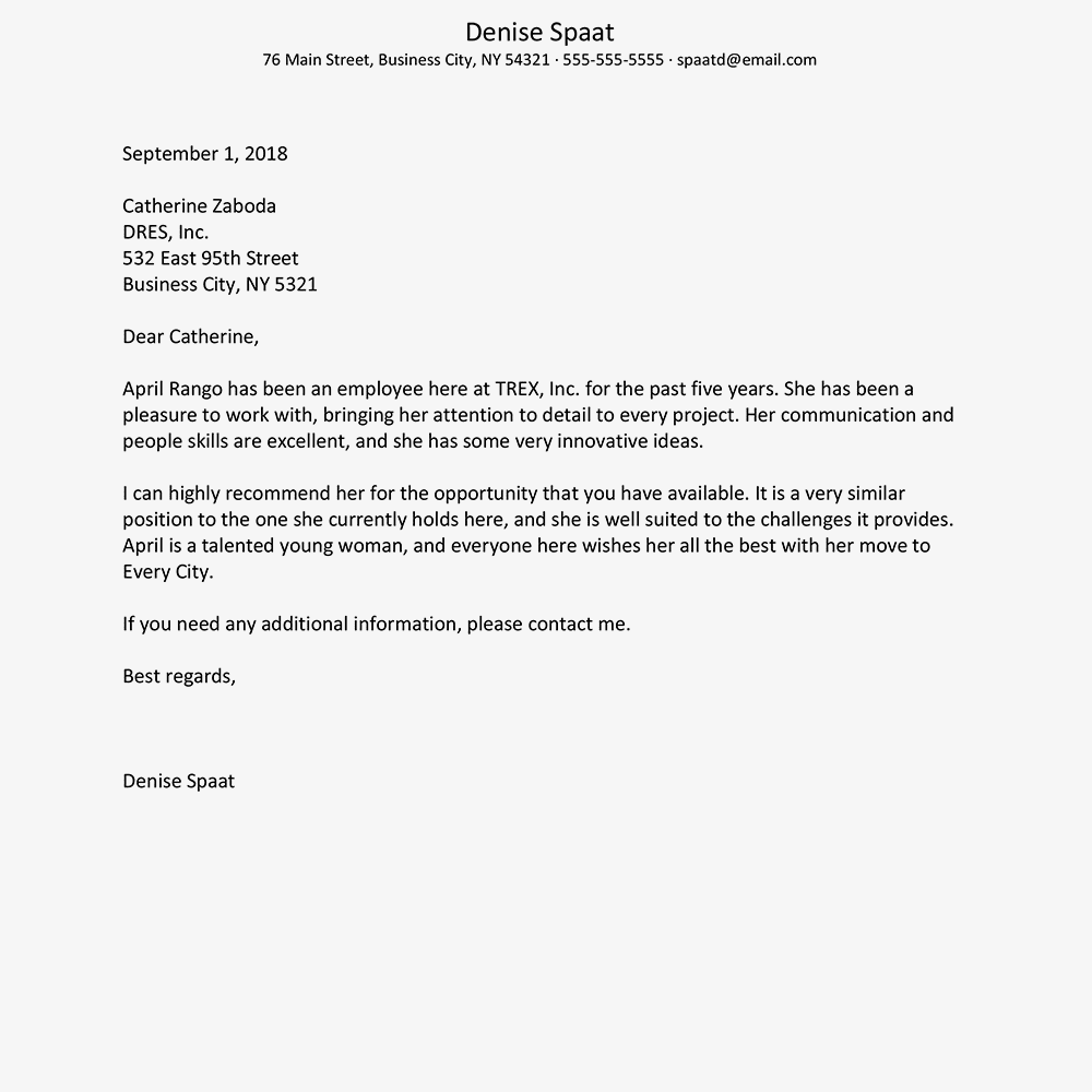 Excellent Letter Of Recommendation Sample - Federal Resume