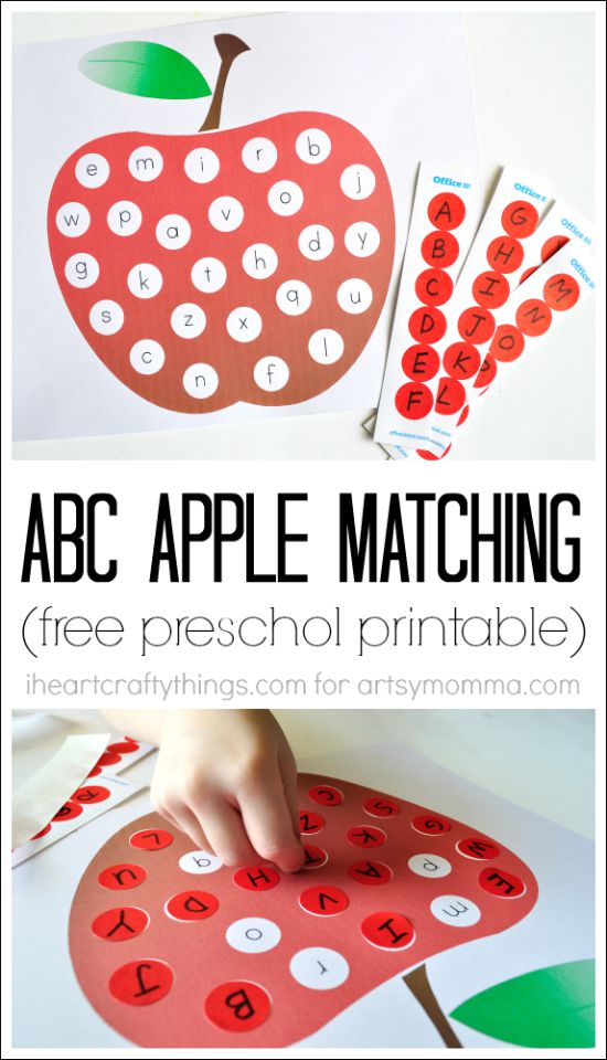 Alphabet Apple Matching Printable For Preschoolers - I Heart Crafty Things