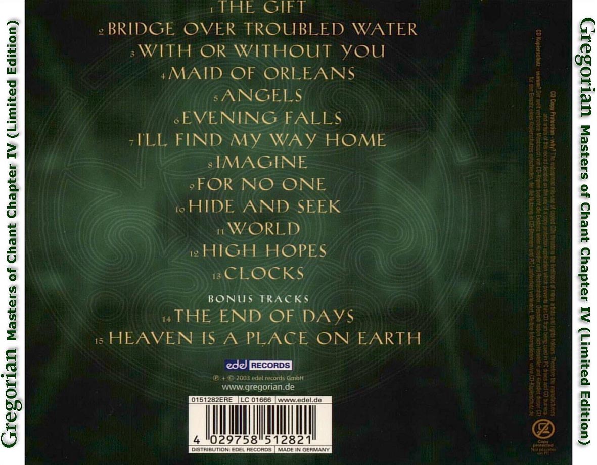 Classic Rock Covers Database: Gregorian - Masters of Chant: Chapter IV ...