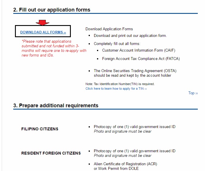 Opening an account in COL Financial