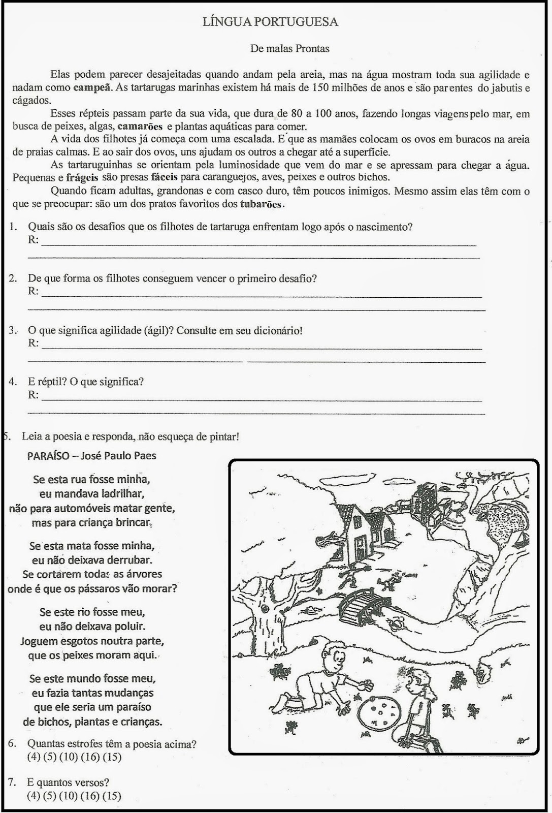 Língua Portuguesa Atividade de leitura, interpretação e gramática ... Língua Portuguesa Atividade de leitura, interpretação e gramática ...