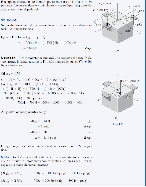 Simplificación adicional de un sistema de fuerza y par - Ejemplo 4 | Ingenieria Mecanica
