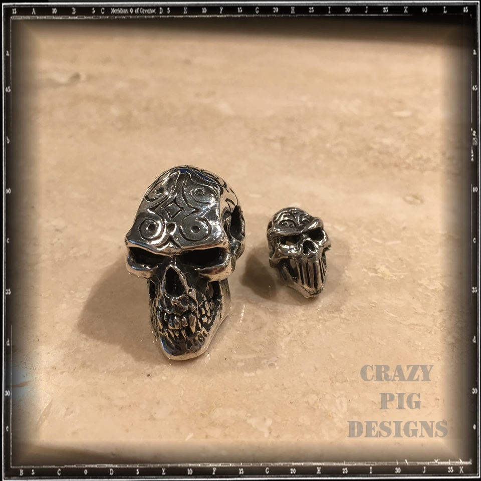 Crazy Pig Designs Japan: 222 - Engraved Skull pendant