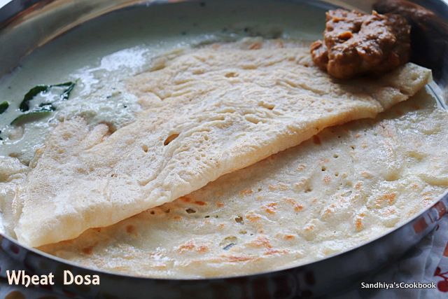 Sandhiya's Cookbook: Wheat Dosa with leftover Dosa Batter | Gothumai Dosai