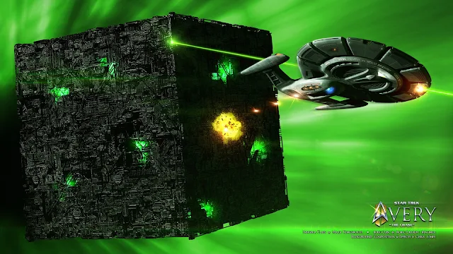 Star Trek: Borg Cube Chasing USS Insignia Class