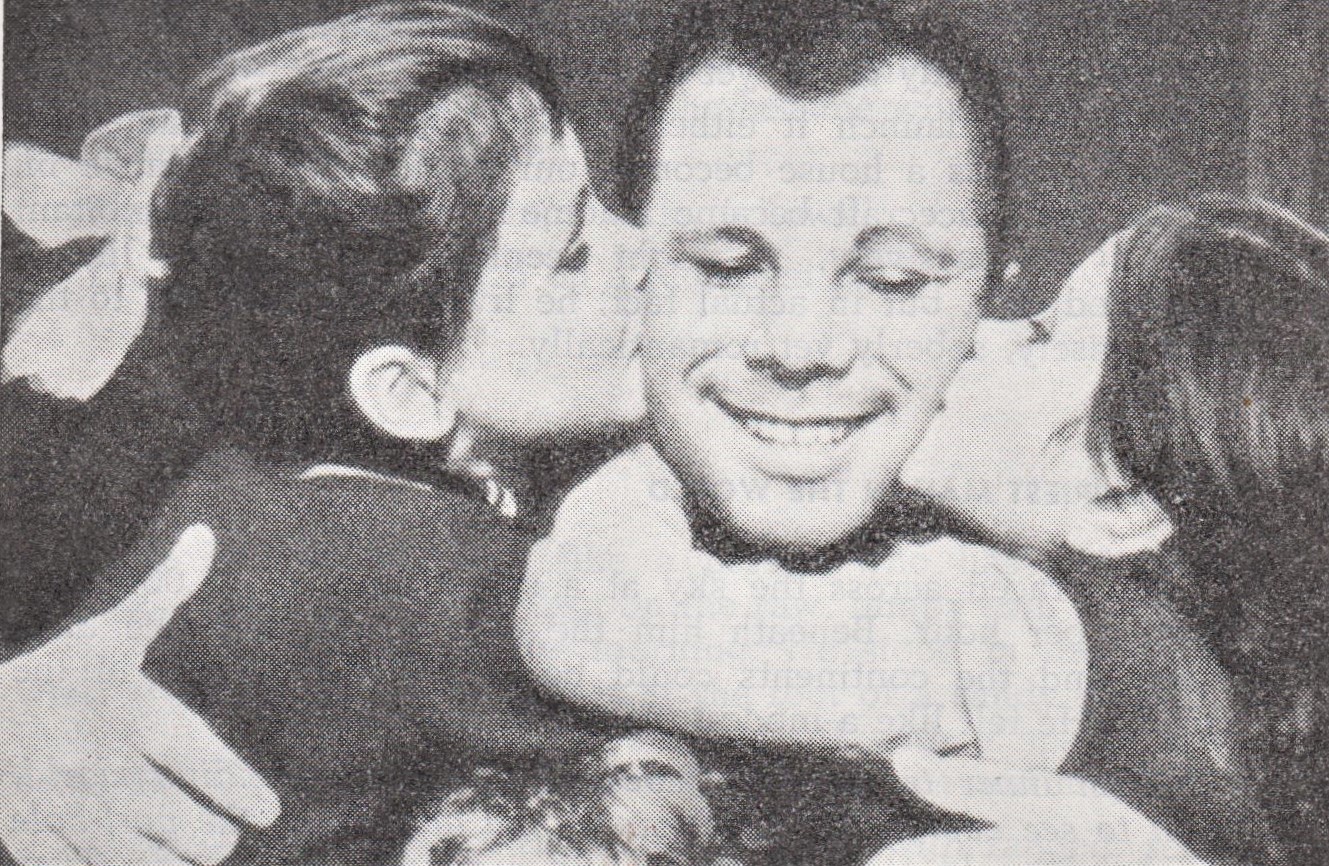 The Left Chapter: Yuri Gagarin with his daughters Lena and Galya, April ...