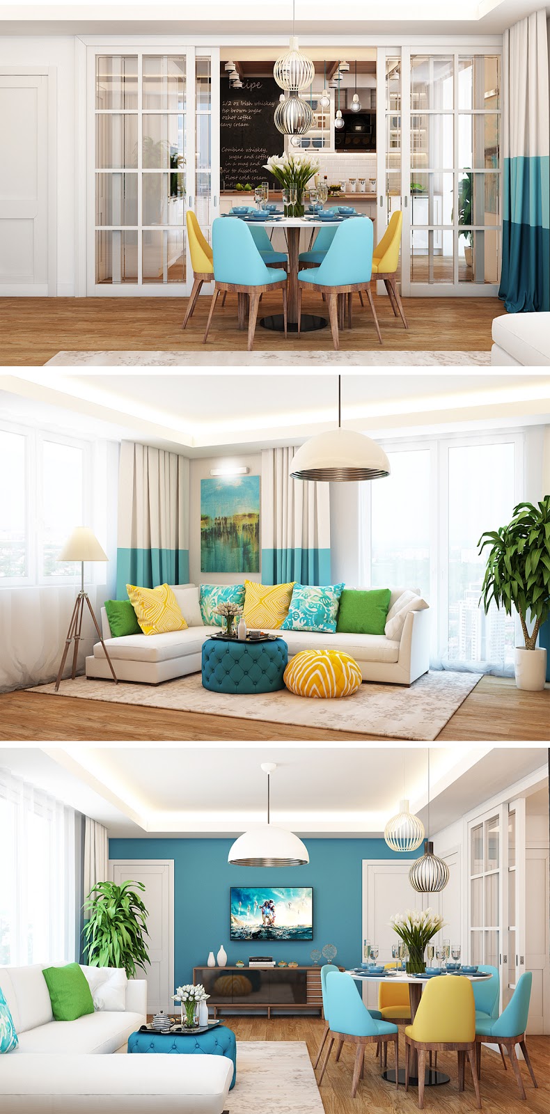 Suaves Momentos: Inspiração Apartamento Azul Turquesa