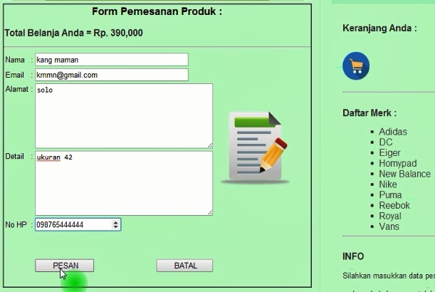Bagian 7 : Cara Membuat Form Pemesanan ( Checkout) Pada Web Penjualan ...