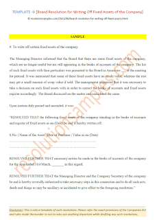 Draft Board Resolution for Writing Off Fixed Assets of Company