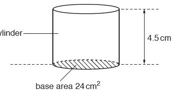 Fig. 4.1 shows a metal cylinder of height 4.5 cm and base area 24 cm2 ...