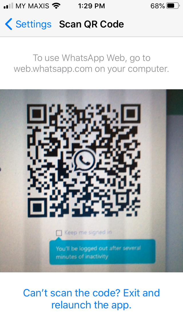 Unable to Web Whatsapp