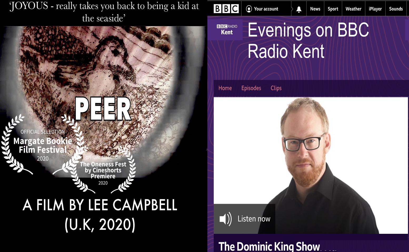 Interview with Dominic King for BBC Radio Kent about film 'Peer ...