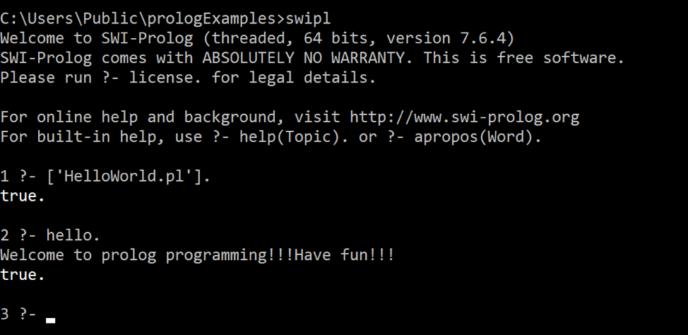 Programming for beginners: Prolog: Hello World Program Programming for beginners: Prolog: Hello World Program
