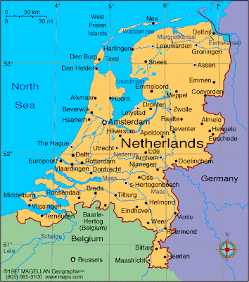 Maps of Netherlands Holland,Cities,Tourist: Map of Holland on Europe Area