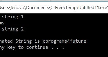 All C Programs: Program 190:To Concatenate two strings using Pointers