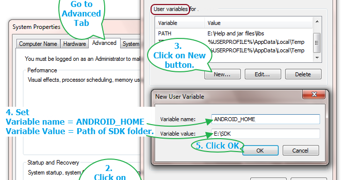 Set ANDROID_HOME and Path Environment Variables For SDK In Windows