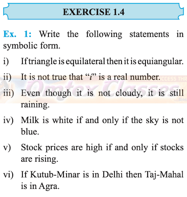 OMTEX CLASSES: Mathematical Logic Exercise 1.4 [Pages 10 - 11 ...