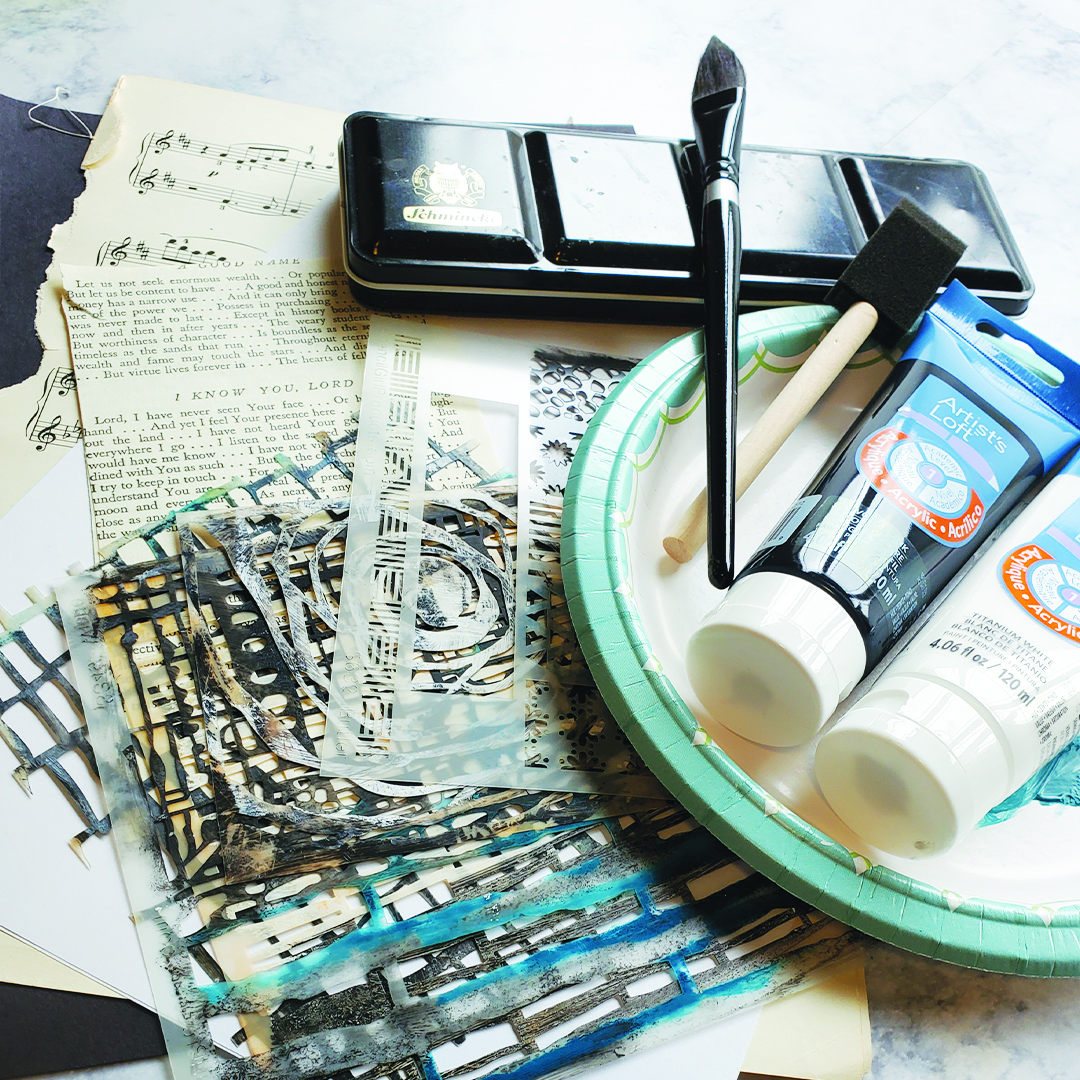 StencilGirl® Talk: Mini Stitched Collages with StencilGirl® Stencils