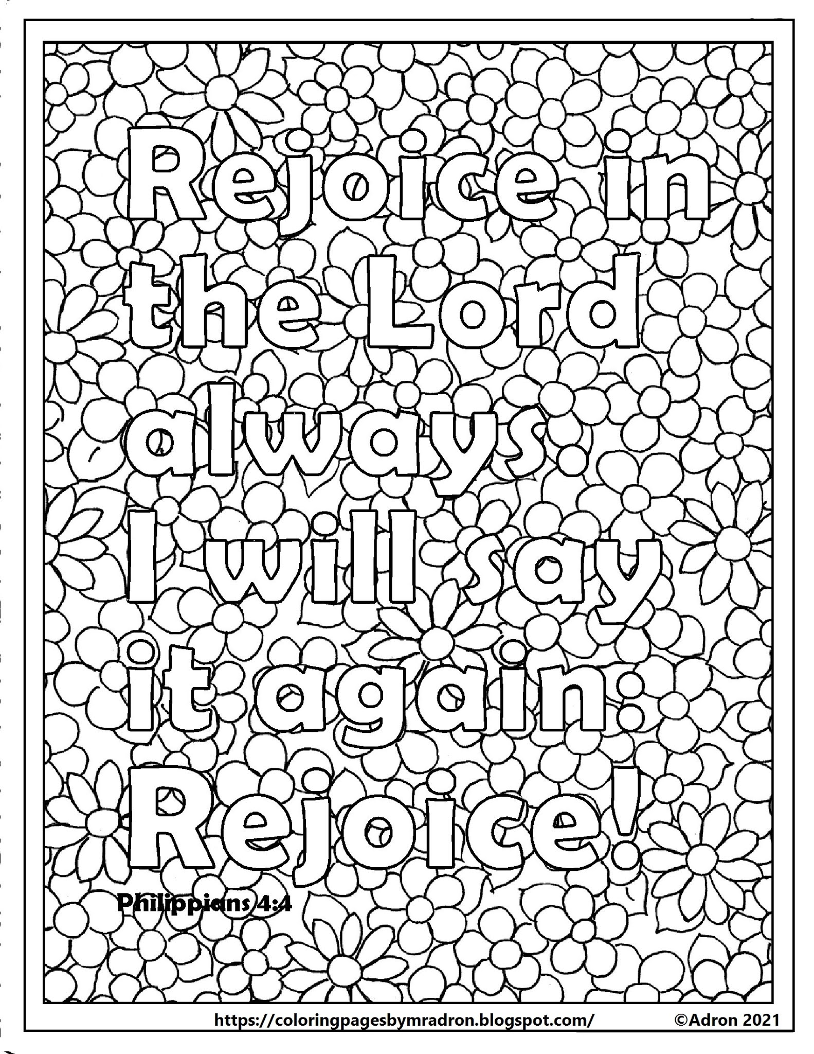 Coloring Pages for Kids by Mr. Adron: Free Philippians 4:4 Print and ...