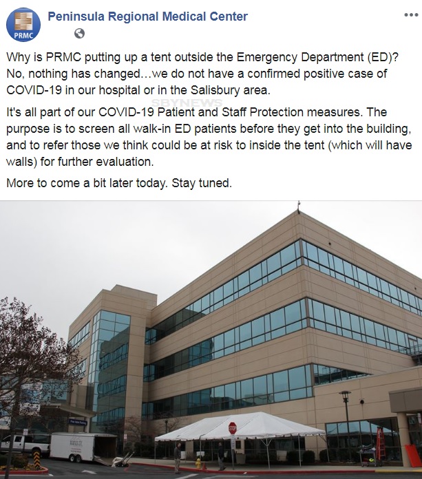 Salisbury News: Tent Outside PRMC Emergency Department