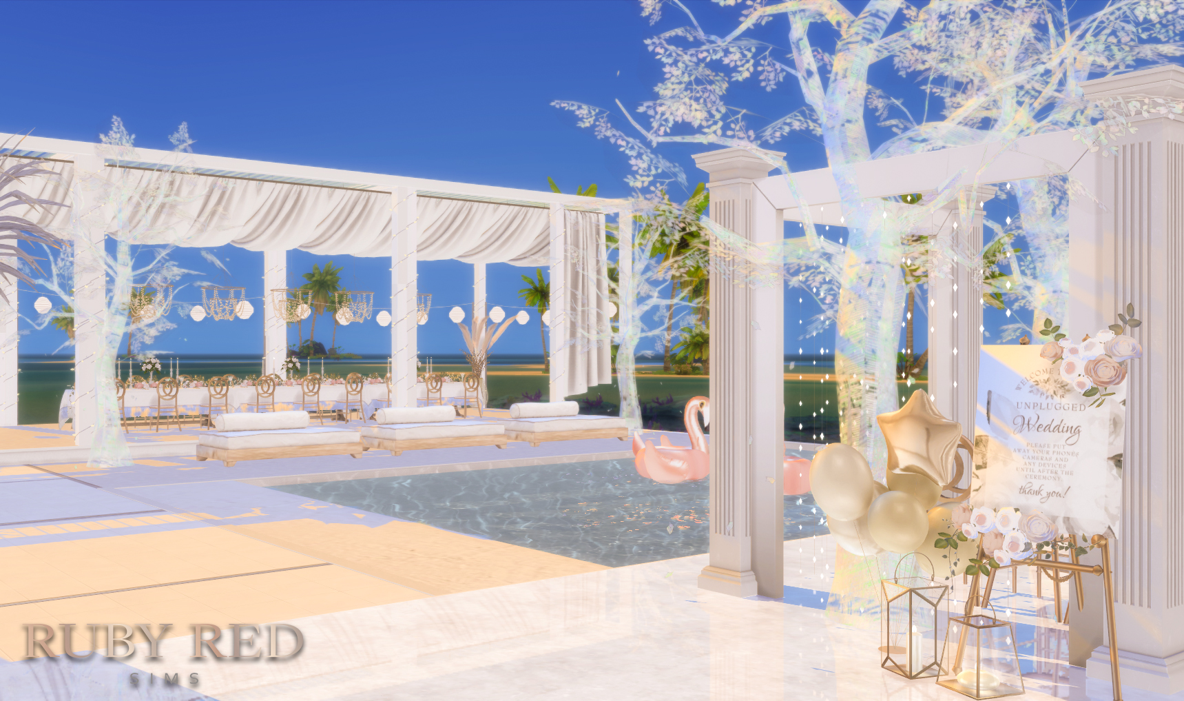 Sims 4 July Beach Wedding Venue + New CC Set [Ruby Red Sims]