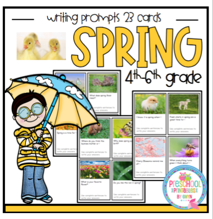 Spring Writing Prompts 23 Cards Real Photos for 4th-6th Grade ...