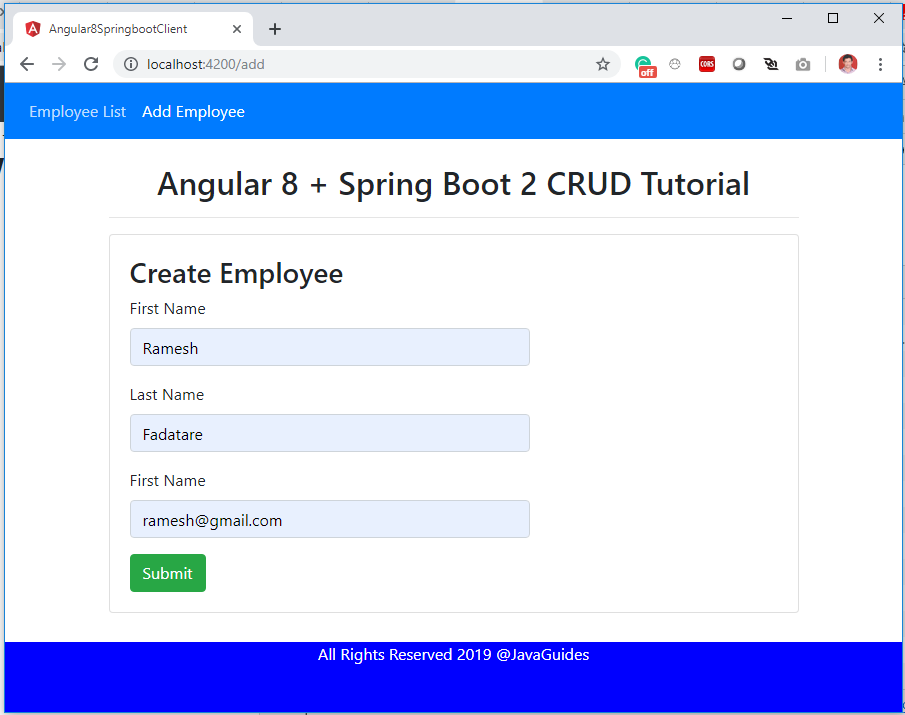 Angular 8 CRUD Example Tutorial