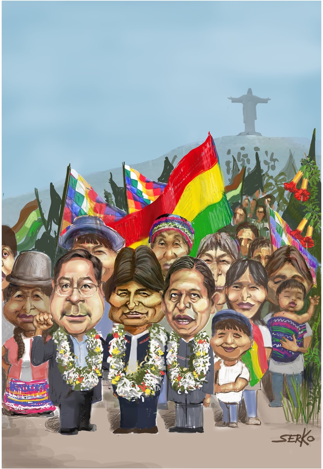 serko caricaturas: Luis Arce, David Choquehuanca, Evo Morales serko caricaturas: Luis Arce, David Choquehuanca, Evo Morales