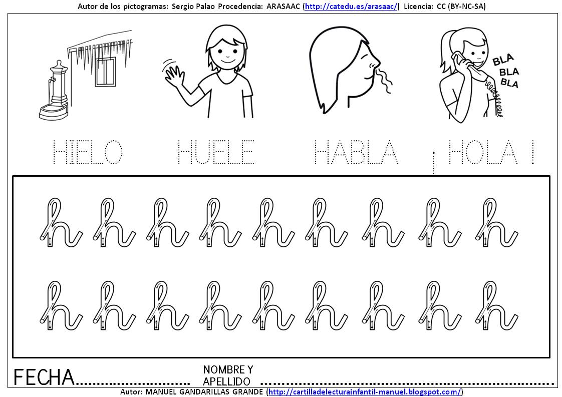 CARTILLA DE LECTURA INFANTIL : 12 LETRA H h FICHAS ADIVINANZA POESÍA