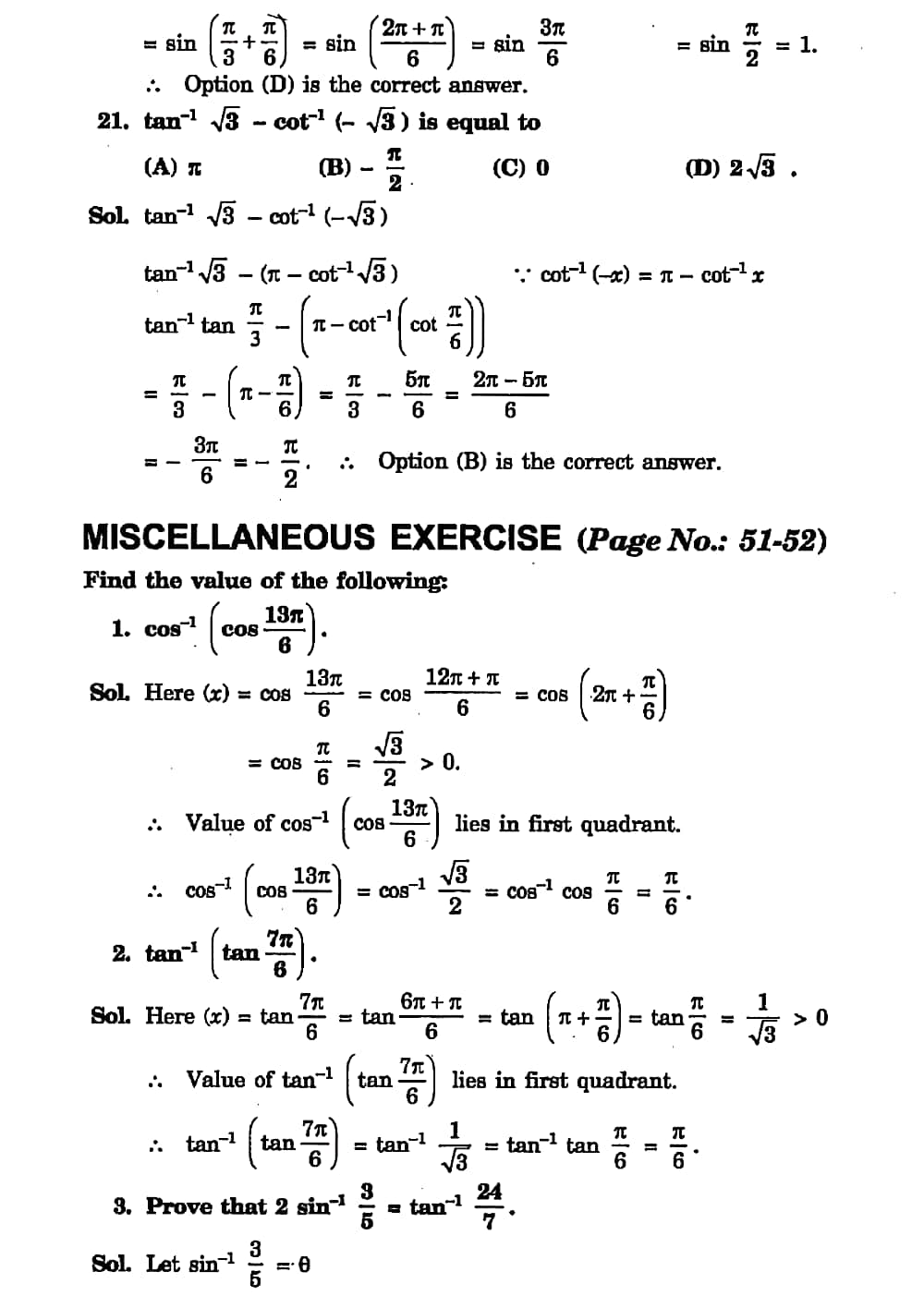 Inverse trigonometric functions class 12 math - Studypur