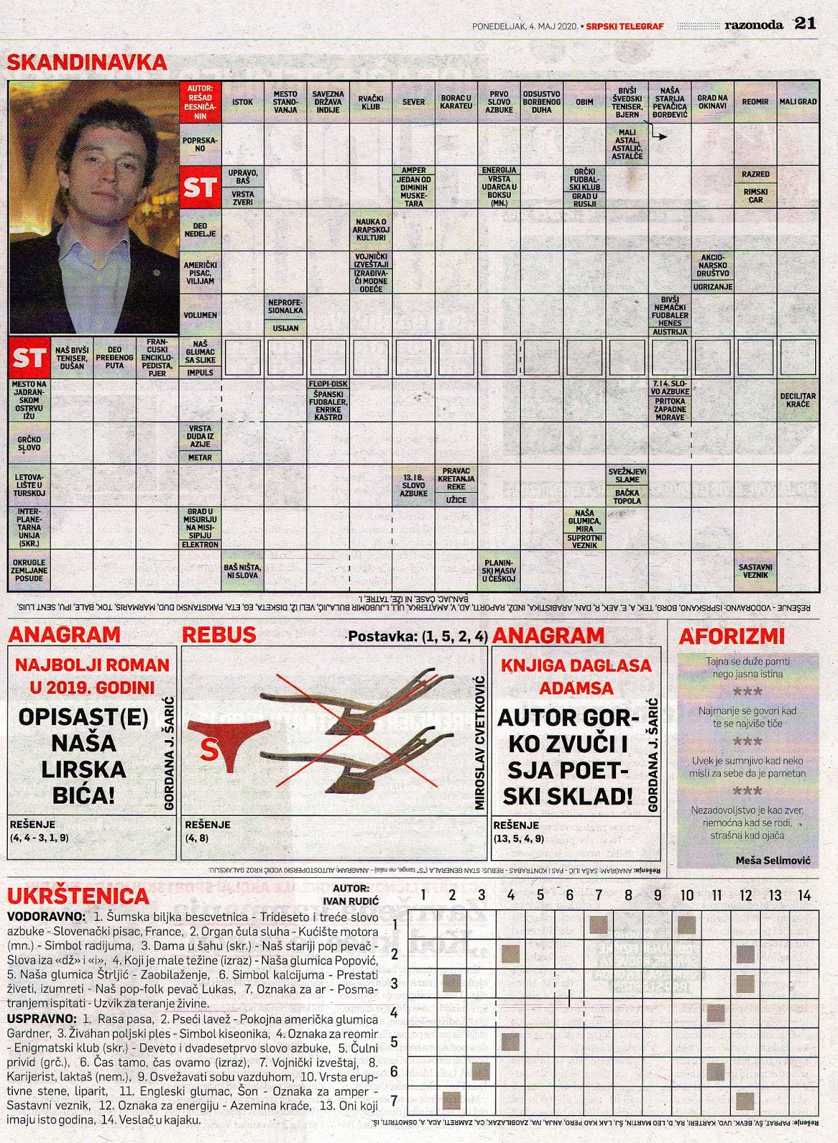 SRPSKA ENIGMATIKA : SRPSKI TELEGRAF 04.05.2020.