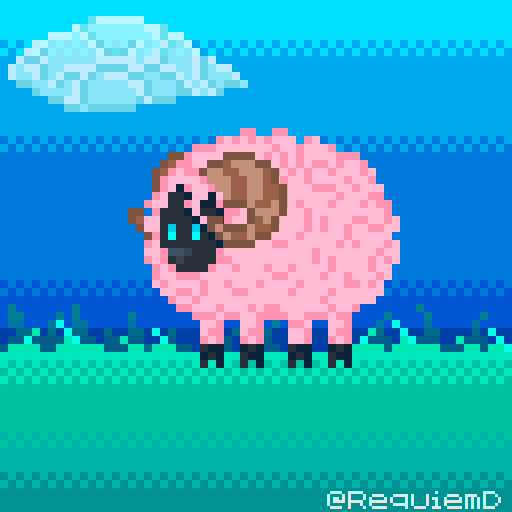 ⧫Pink sheep in the pasture (animated)