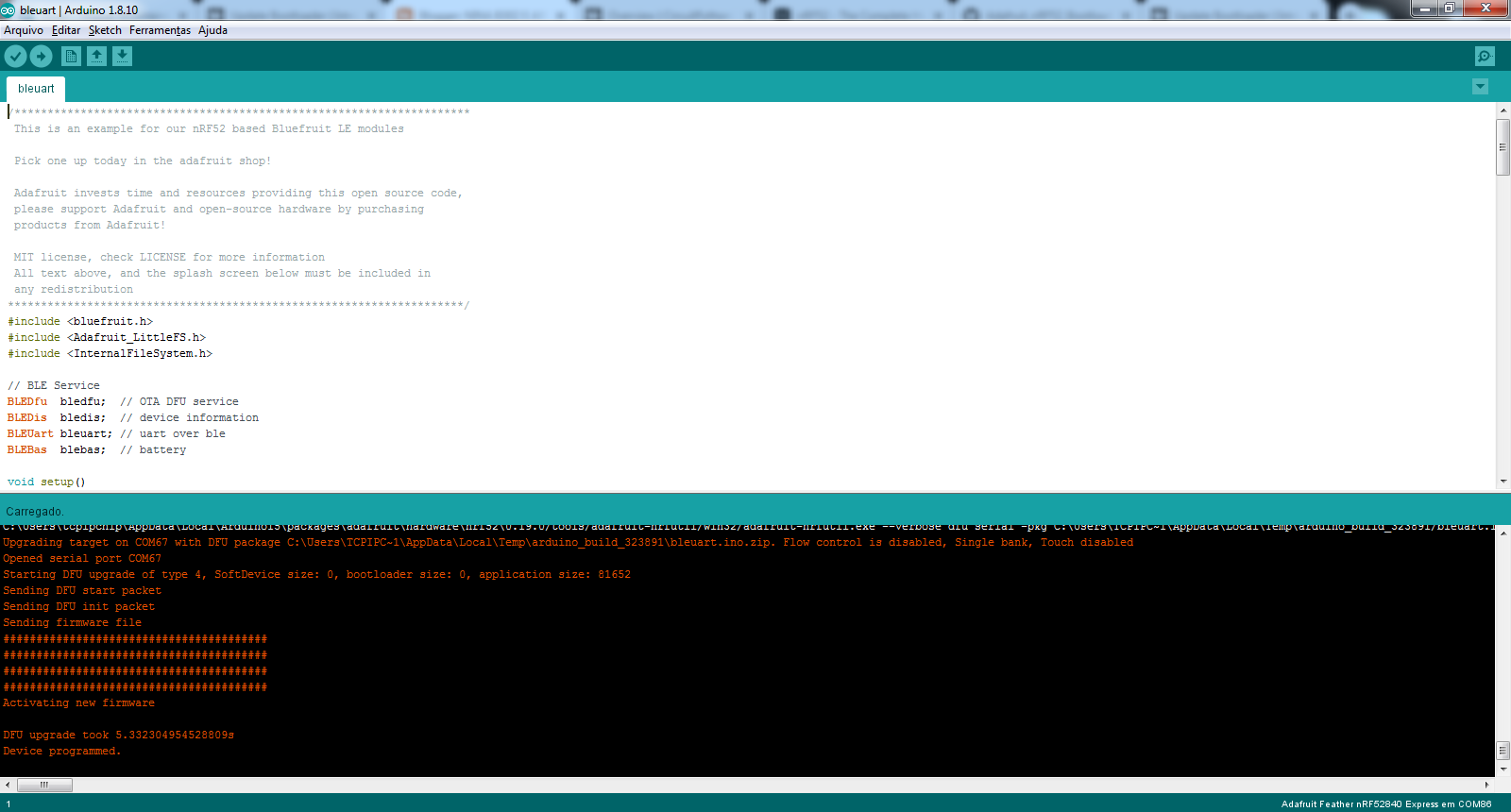 NINA B302 E ARDUINO ADAFRUIT: NINA B302 E ARDUINO ADAFRUIT