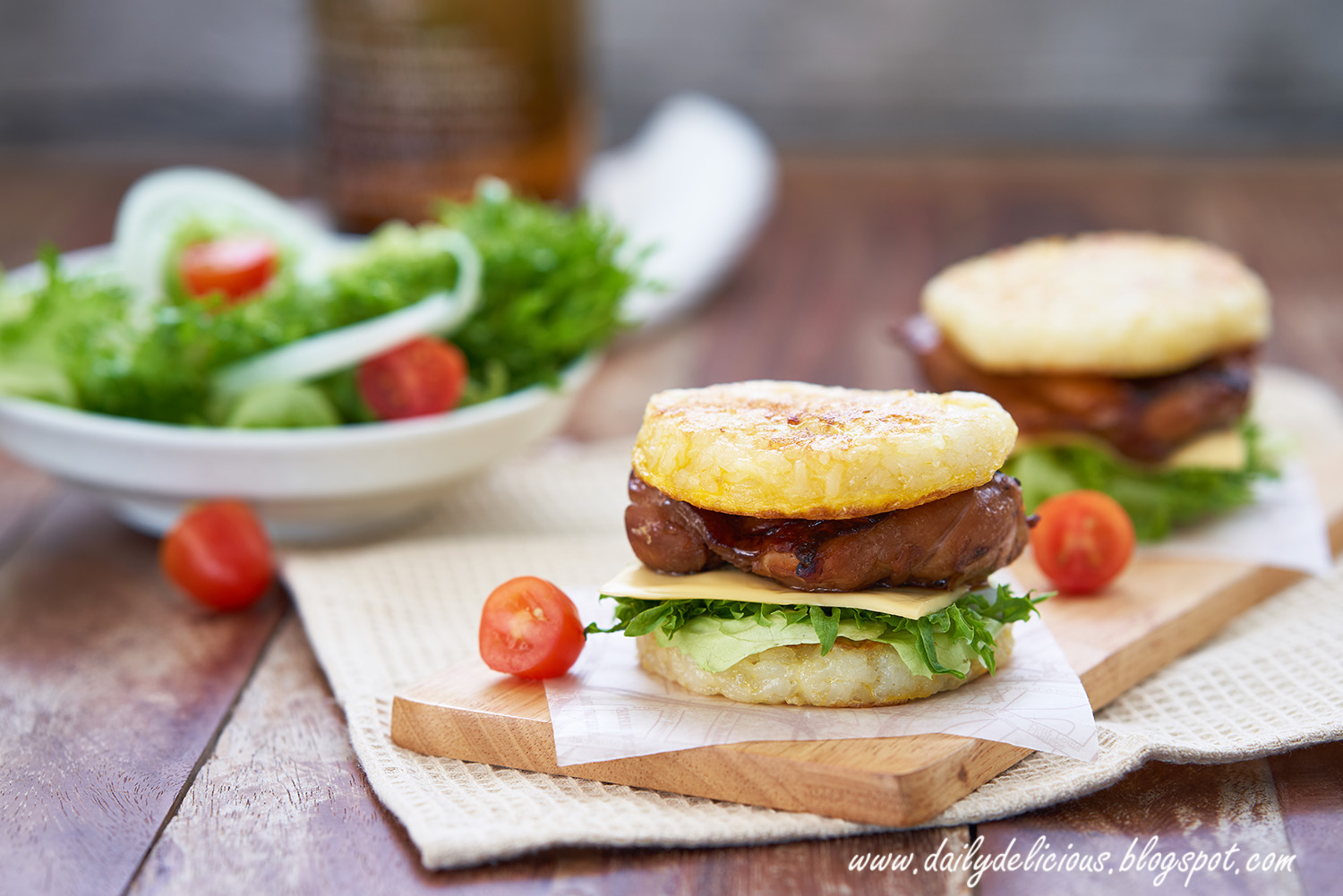 dailydelicious: Chicken Teriyaki Khao jee Rice Burger (Khao jee ...