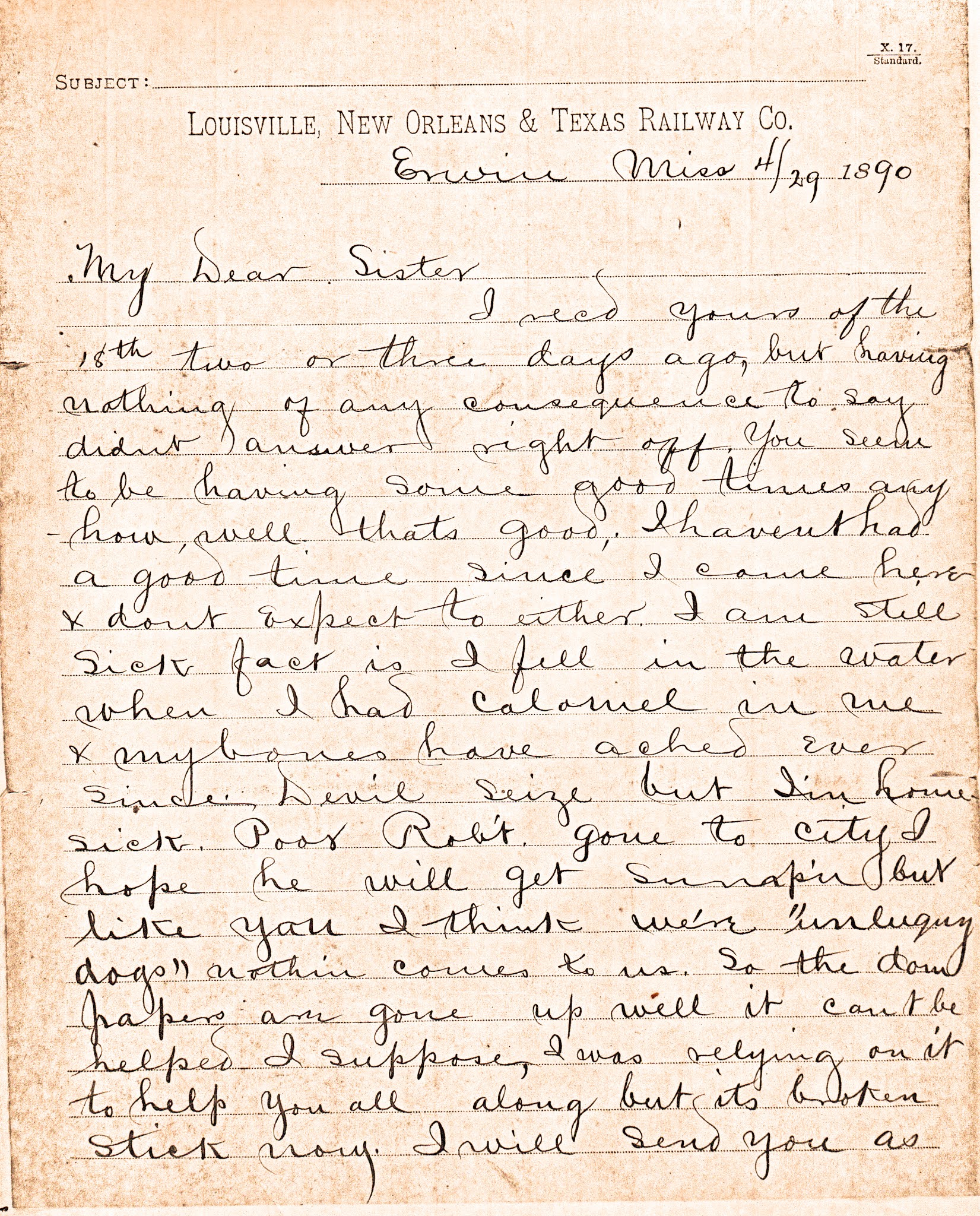 Belle's Letters: 1890 Letter from Frank Tisdale to Belle Tisdale