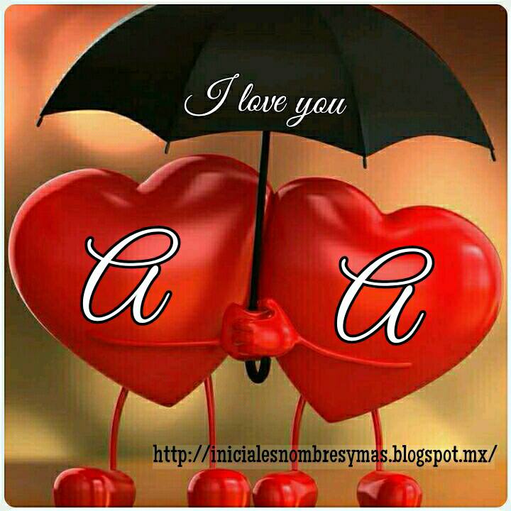 Iniciales Nombres y Más: PAREJA DE CORAZONES CON INICIALES "A"