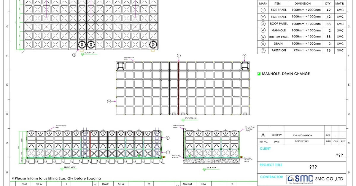 WATER TANK: 6x(7+8)x3-270Ton - GRP TANK DRAWING
