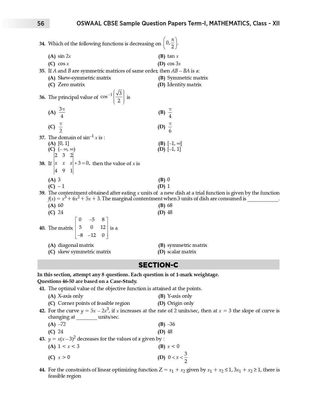 20 Most Important Sample Papers for Class 12 Mathematics Term 1 2021-22
