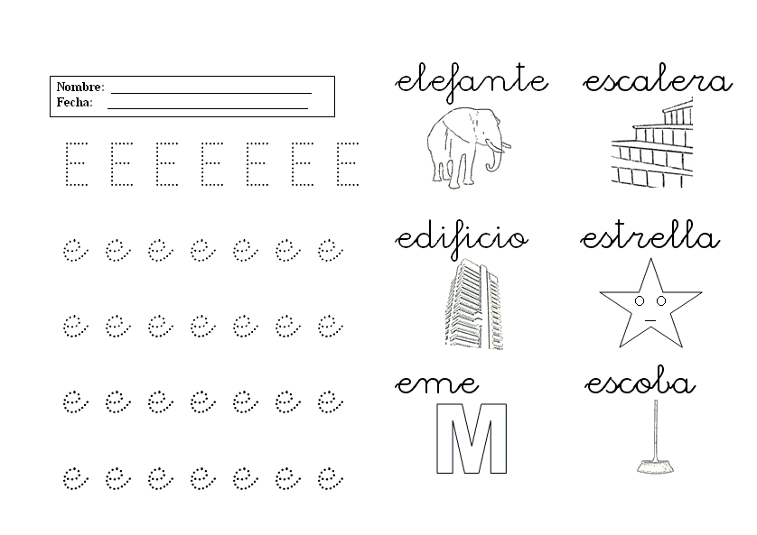 Laminas de objetos con la letra e - Imagui