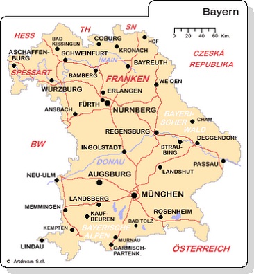 Map of German Province: Map of Bayern Province
