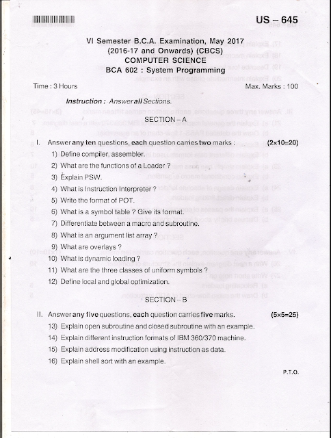 Bangalore University B.c.a. Computer Science Bca 602 : System ...