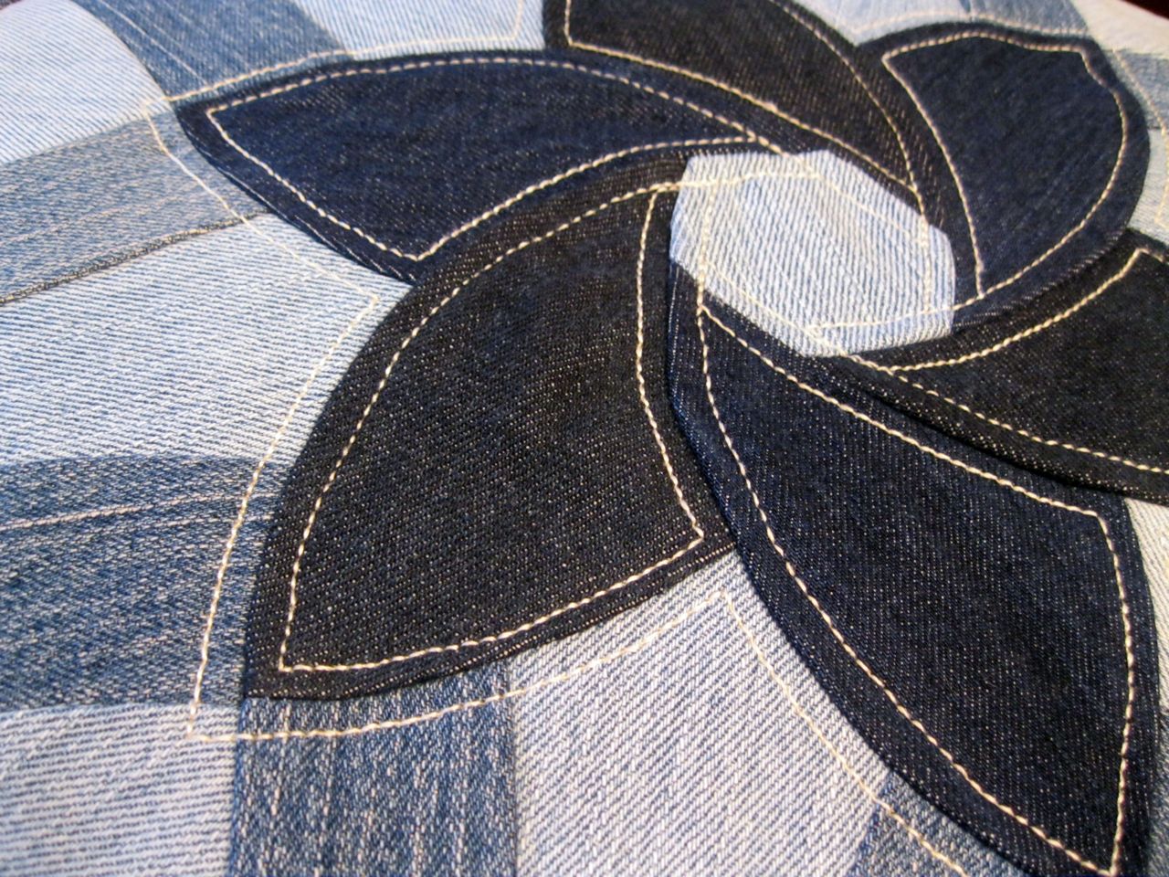 Piece and Press: Denim patchwork pillow
