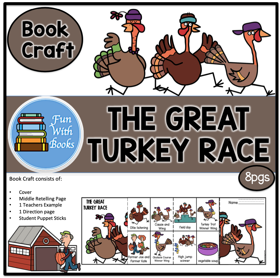 THE GREAT TURKEY RACE BOOK CRAFT ~ Book Units by Lynn