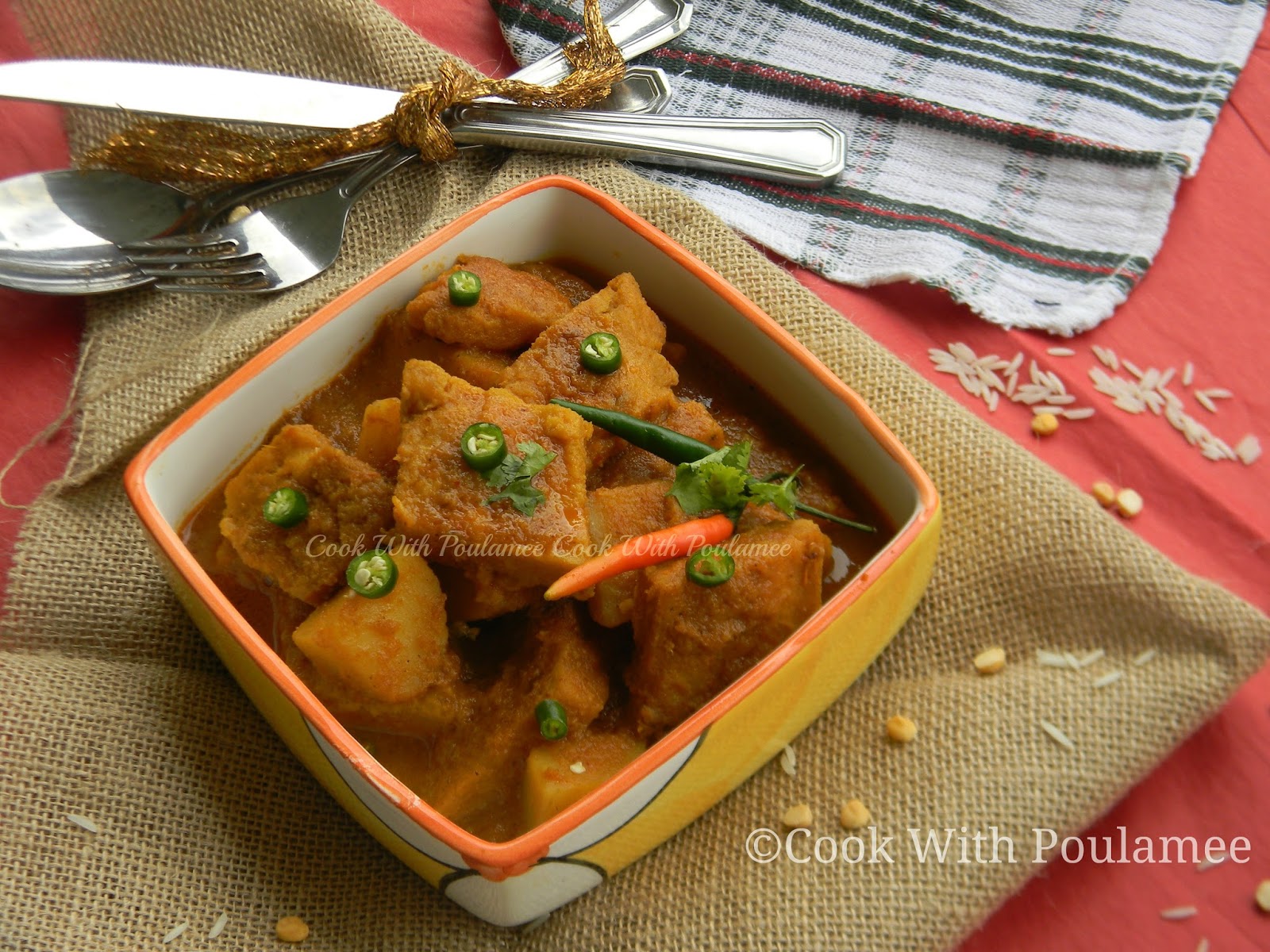 Cook With Poulamee: Chingri Mach DIye Dhokar Dalna or Prawn Dhoka Curry