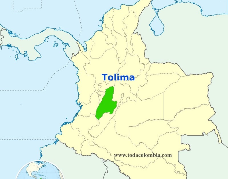 Ubicación geográfica del departamento del Tolima.