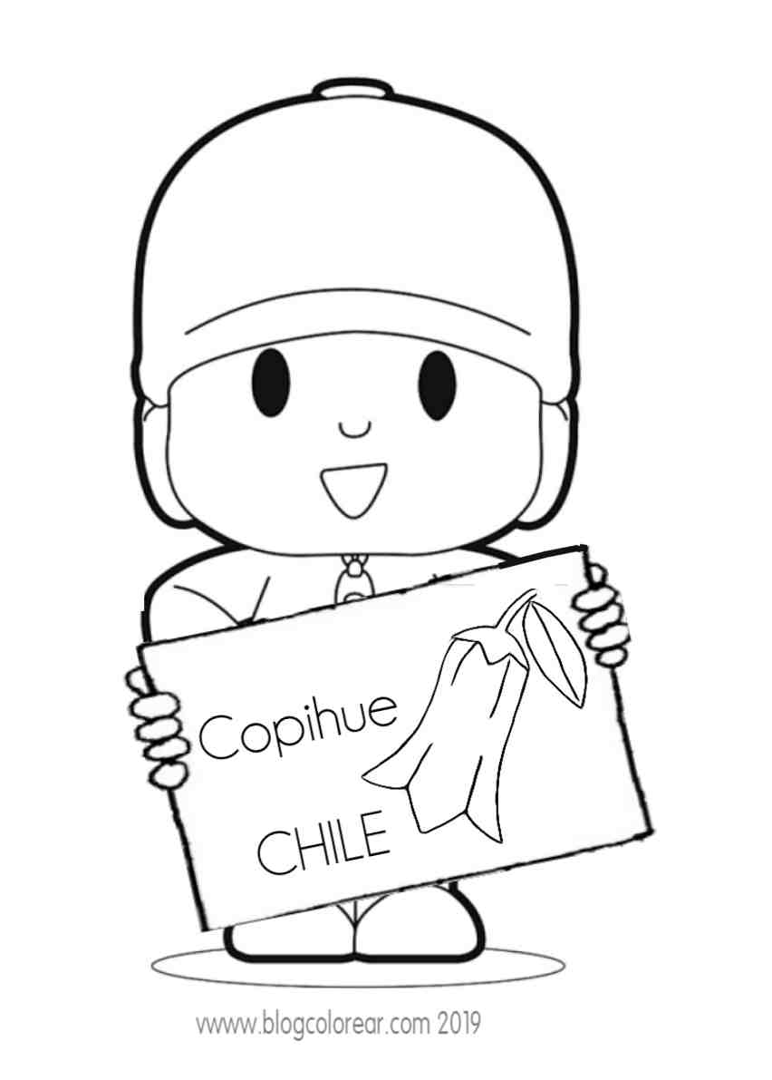 Colorear Pocoyo y Dora con Copihue - Colorear dibujos infantiles