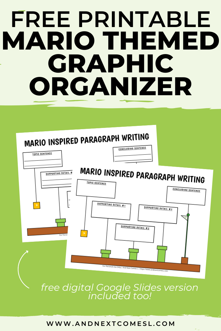 Free Printable Mario Themed Graphic Organizer for Writing | And Next ...