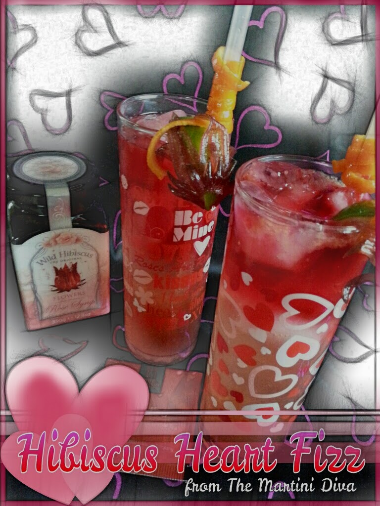 The MARTINI DIVA: HIBISCUS HEART FIZZ Valentine Cocktail
