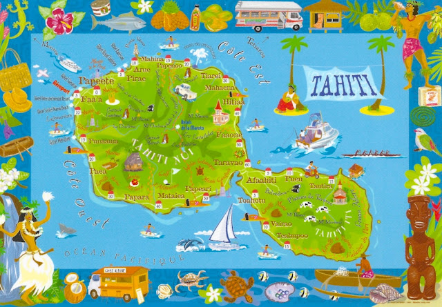 My Favorite Views: French Polynesia - Tahiti, Map of the Island